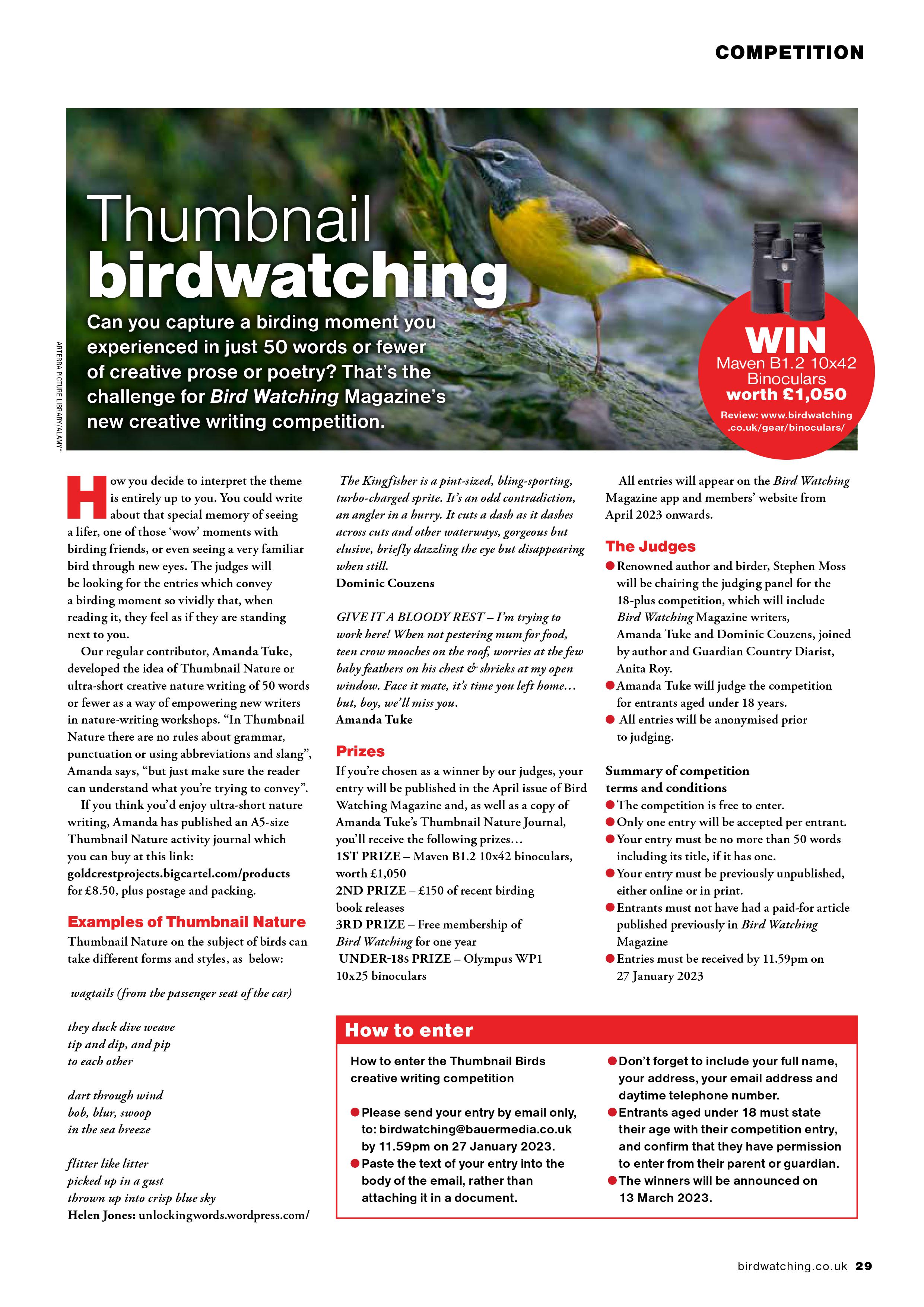 Creative nature-writing competition – deadline 27th Jan 2023 ...